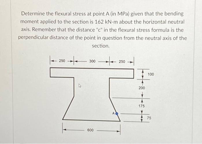 Solved Determine the flexural stress at point A (in MPa) | Chegg.com