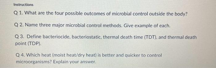 Solved Instructions Q 1. What are the four possible outcomes | Chegg.com