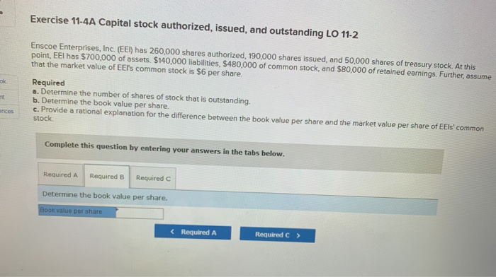 Solved Exercise 11-4A Capital stock authorized, issued, and | Chegg.com