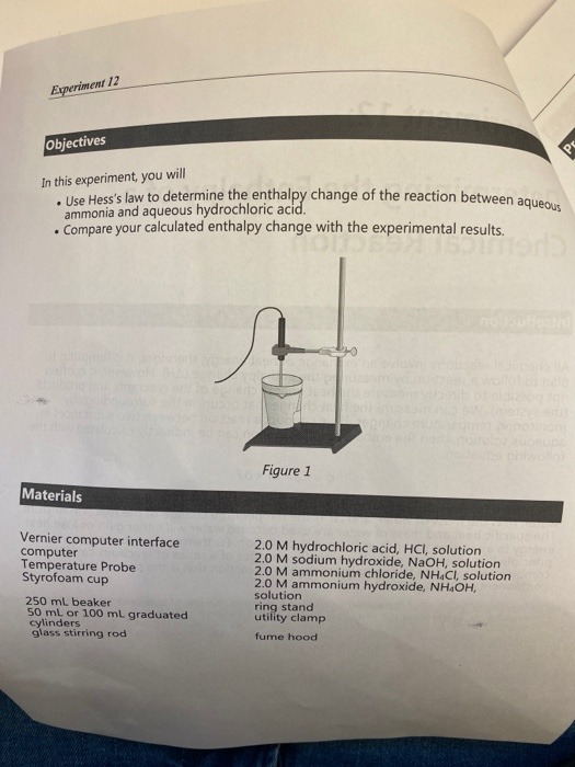 Experiment 12 Experiment 12: Determining the Enthalpy | Chegg.com