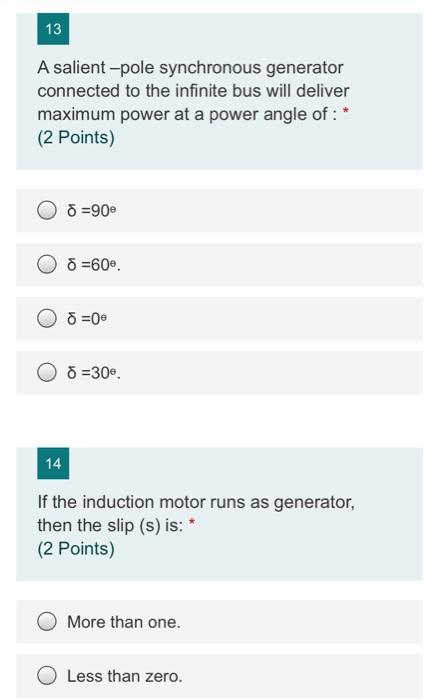 Solved 13 A salient-pole synchronous generator connected to | Chegg.com