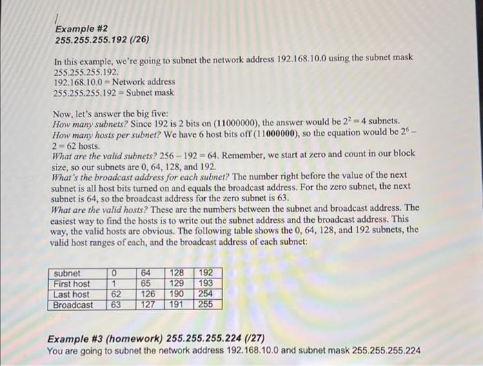 Solved Example \#3 (homework) 255.255.255.224 (/27) You are | Chegg.com