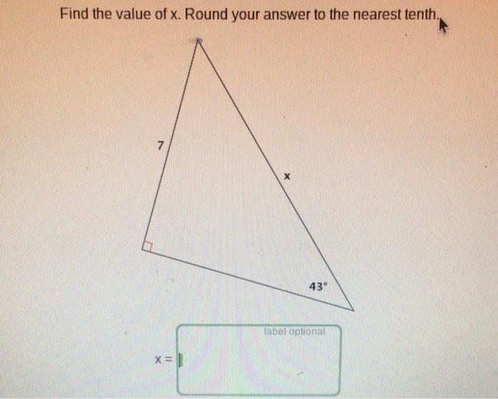 Solved Find the value of x. Round your answer to the nearest | Chegg.com