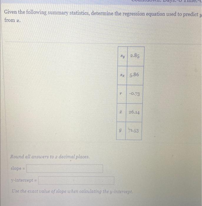 Solved Consider the following: Countdown: Days:-0 | Chegg.com