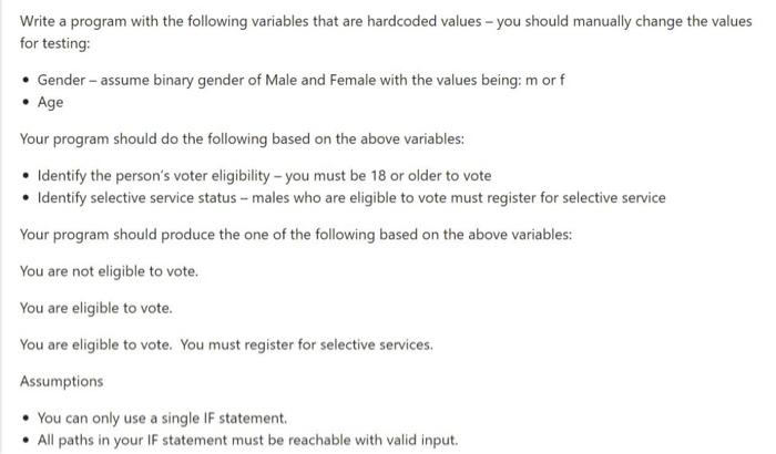 Solved Write a program with the following variables that are | Chegg.com