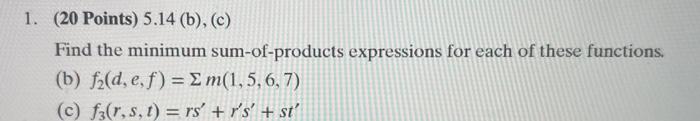 Solved Find the minimum sum-of-products expressions for each | Chegg.com