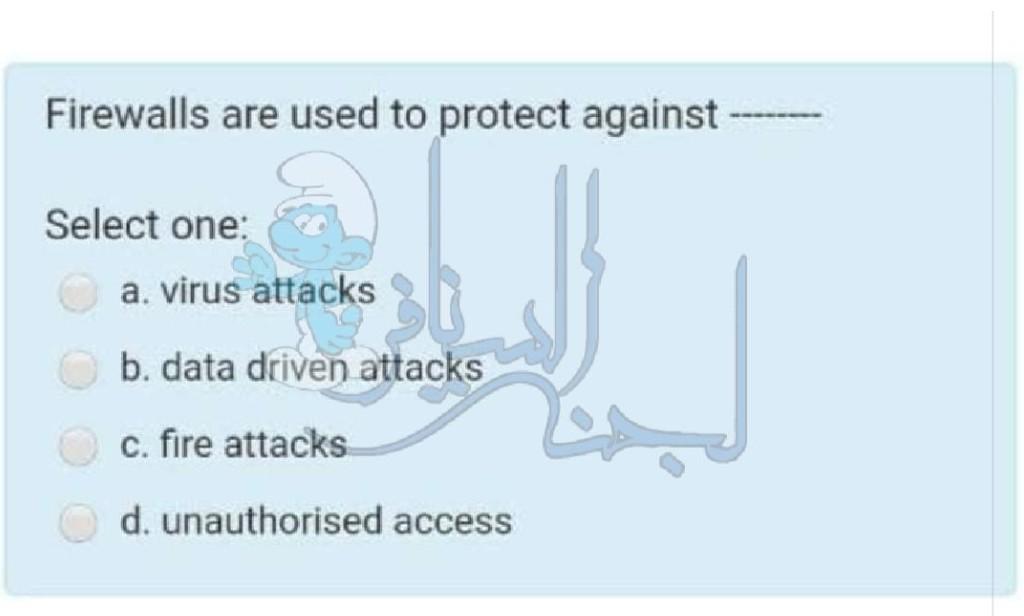 Solved Firewalls are used to protect against Select one: a. | Chegg.com