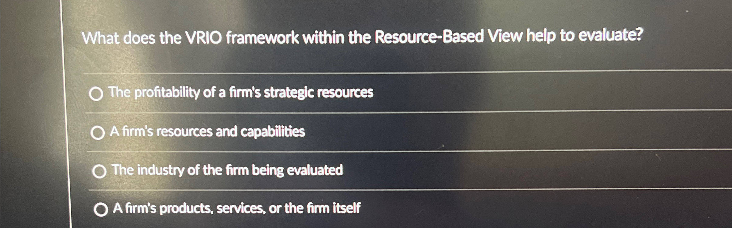Solved What does the VRIO framework within the | Chegg.com