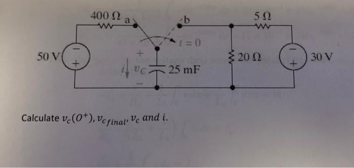 Solved Calculate vc(O+),vc final ,vc and i. | Chegg.com