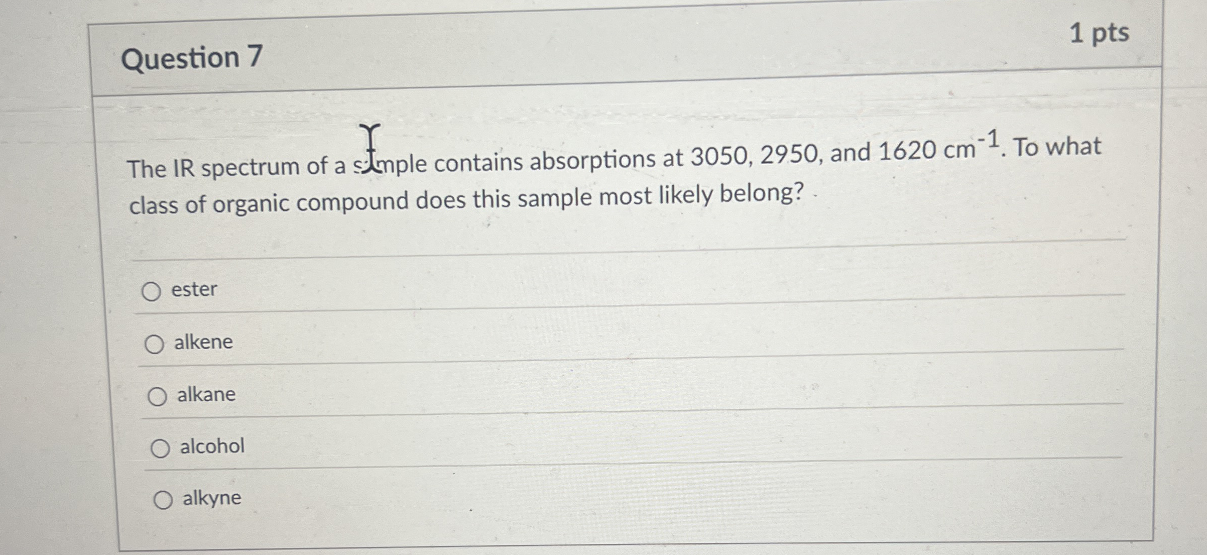 Solved Question 71 ﻿ptsThe IR spectrum of a smple contains | Chegg.com