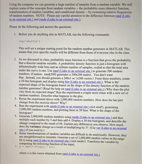 Solved Using the computer we can generate a large number of | Chegg.com