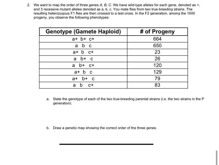 Solved We want to map the order of three genes A,B,C. We | Chegg.com