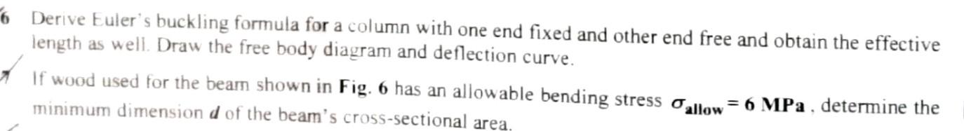 Solved Derive Euler's buckling formula for a column with one | Chegg.com