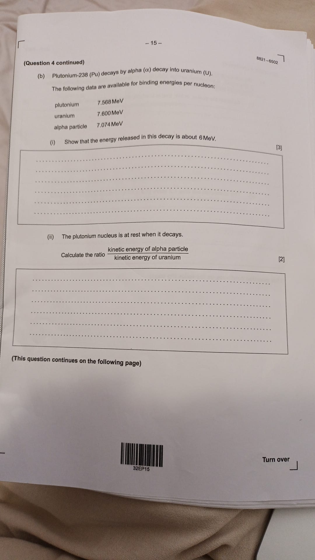 Solved (Question 4 ﻿continued)(b) ﻿Plutonium-238 (PU) | Chegg.com