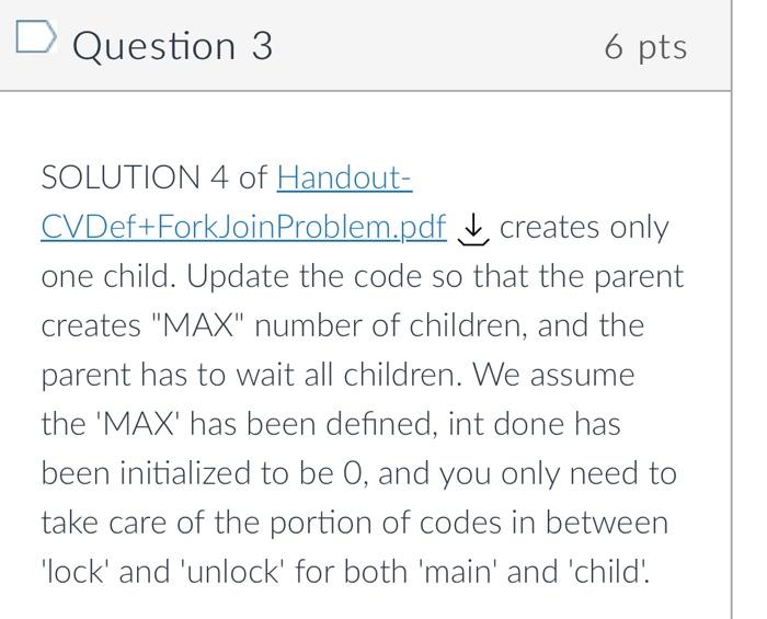 Solved Question 3 6 Pts Solution 4 Of Handout