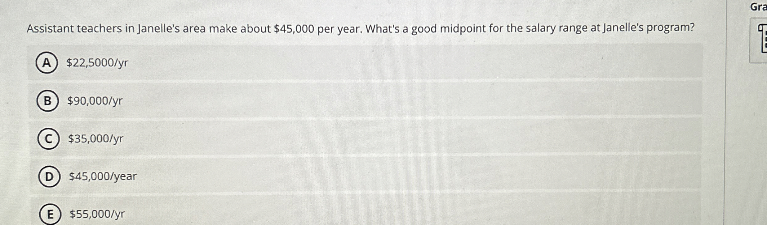 Solved Assistant teachers in Janelle's area make about | Chegg.com