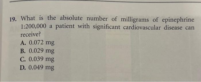 Solved 19. What is the absolute number of milligrams of | Chegg.com