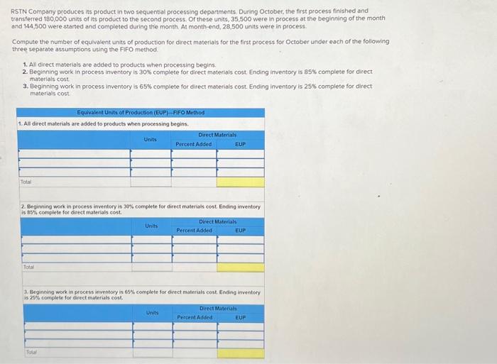 [Solved]: RSTN Company produces its product in two sequenti