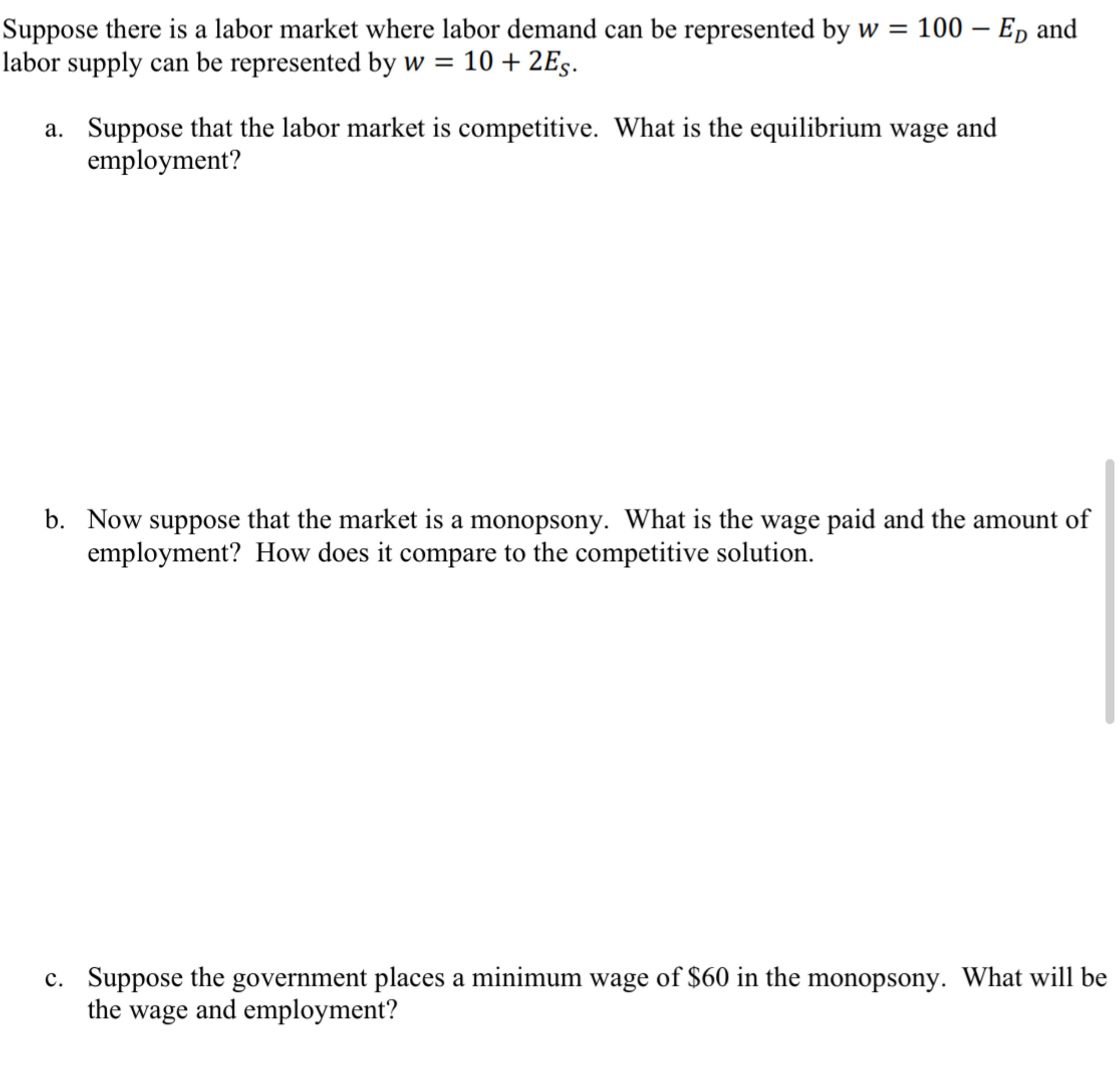 Solved Suppose there is a labor market where labor demand | Chegg.com