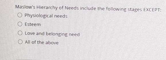Solved Maslow's Hierarchy of Needs include the following | Chegg.com