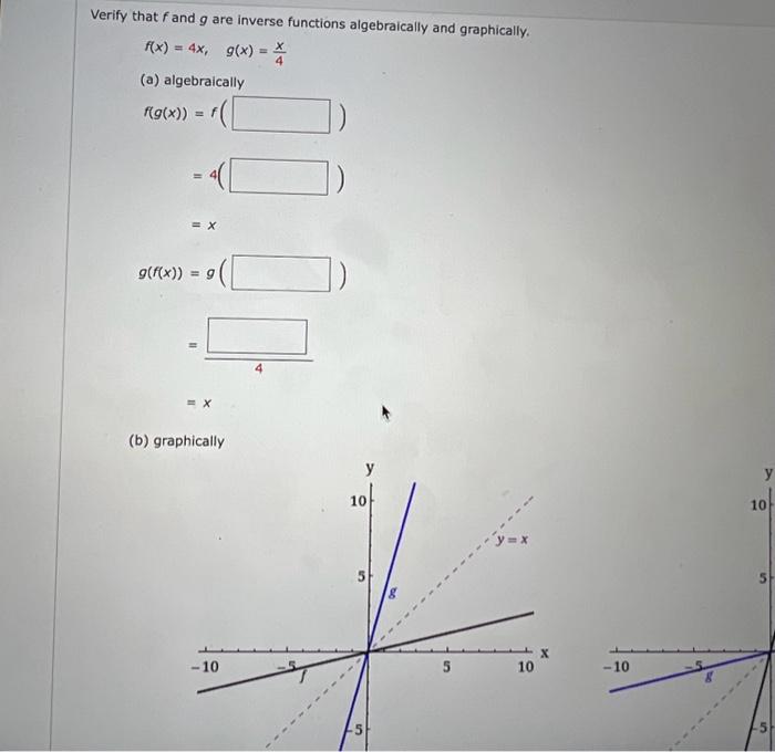 Solved Verify that f and g are inverse functions | Chegg.com