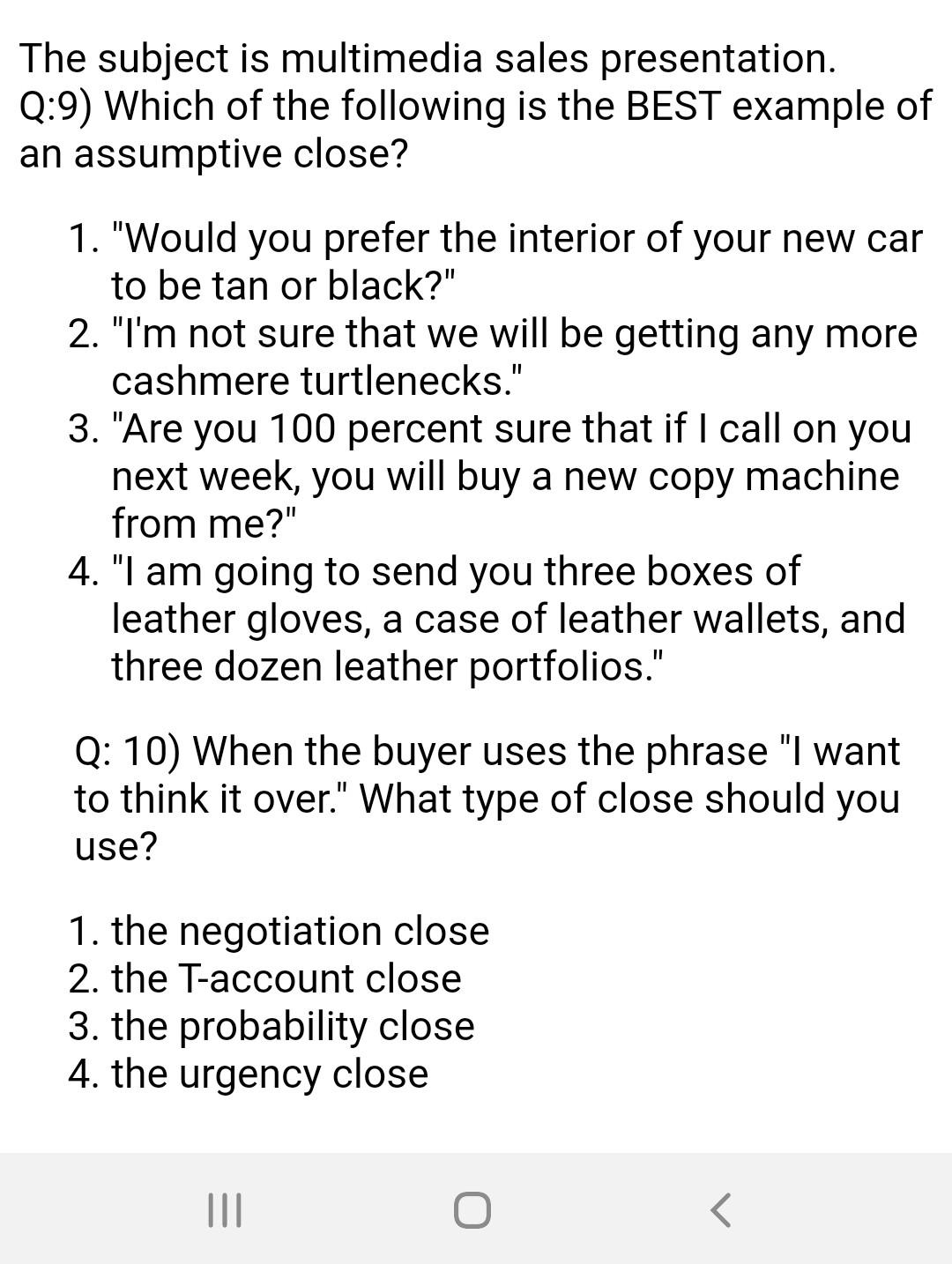 Solved The subject is multimedia sales presentation. Q:9) | Chegg.com