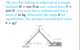 The two-bar linkage is subjected to a couple moment | Chegg.com