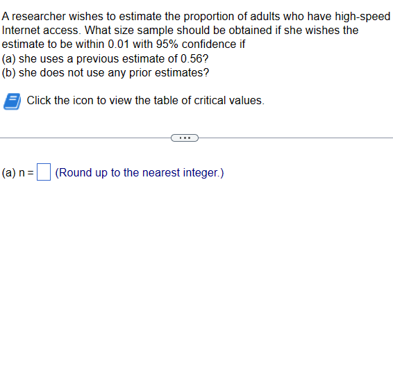Solved A researcher wishes to estimate the proportion of | Chegg.com