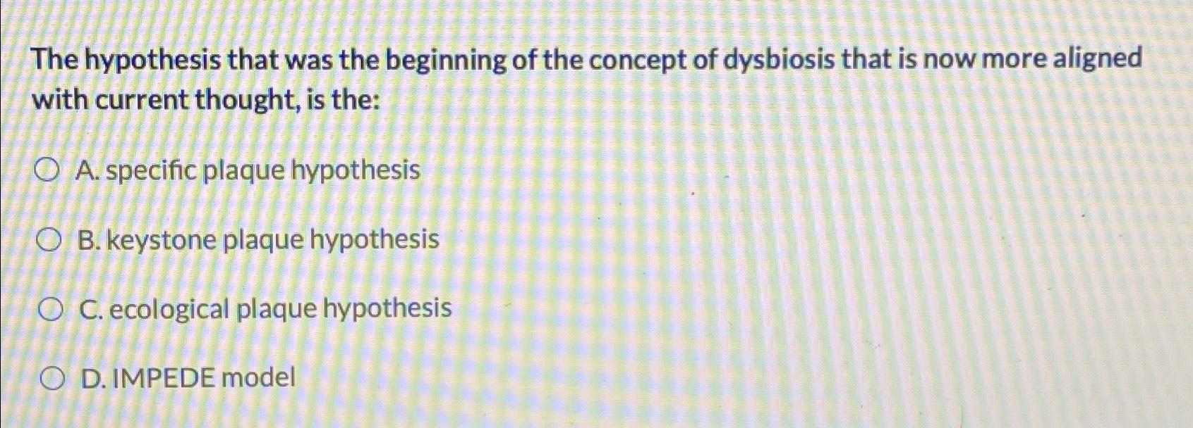 Solved The hypothesis that was the beginning of the concept | Chegg.com