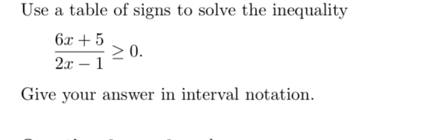 Solved Use a table of signs to solve the | Chegg.com