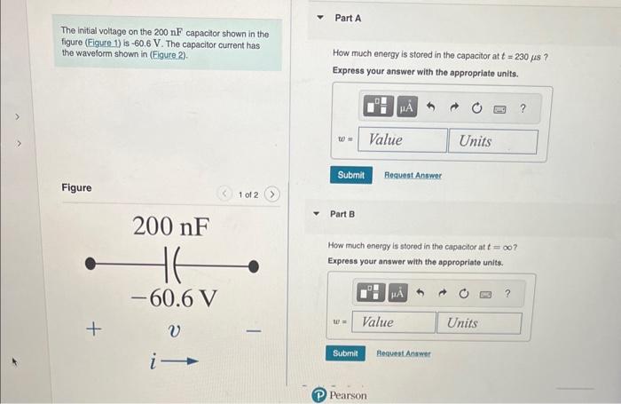 The initial voltage on the 200nF capacitor shown in | Chegg.com