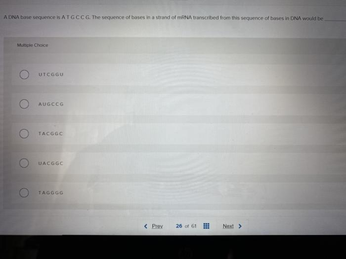 Solved A DNA base sequence is ATGCCG. The sequence of bases | Chegg.com