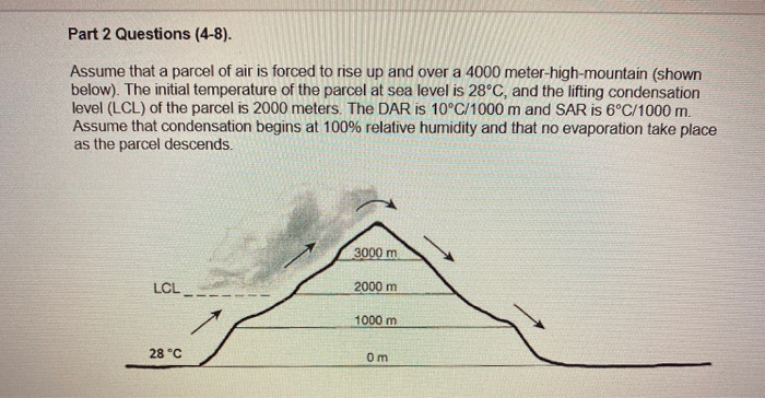 Solved Part 2 Questions (4-8). Assume that a parcel of air | Chegg.com