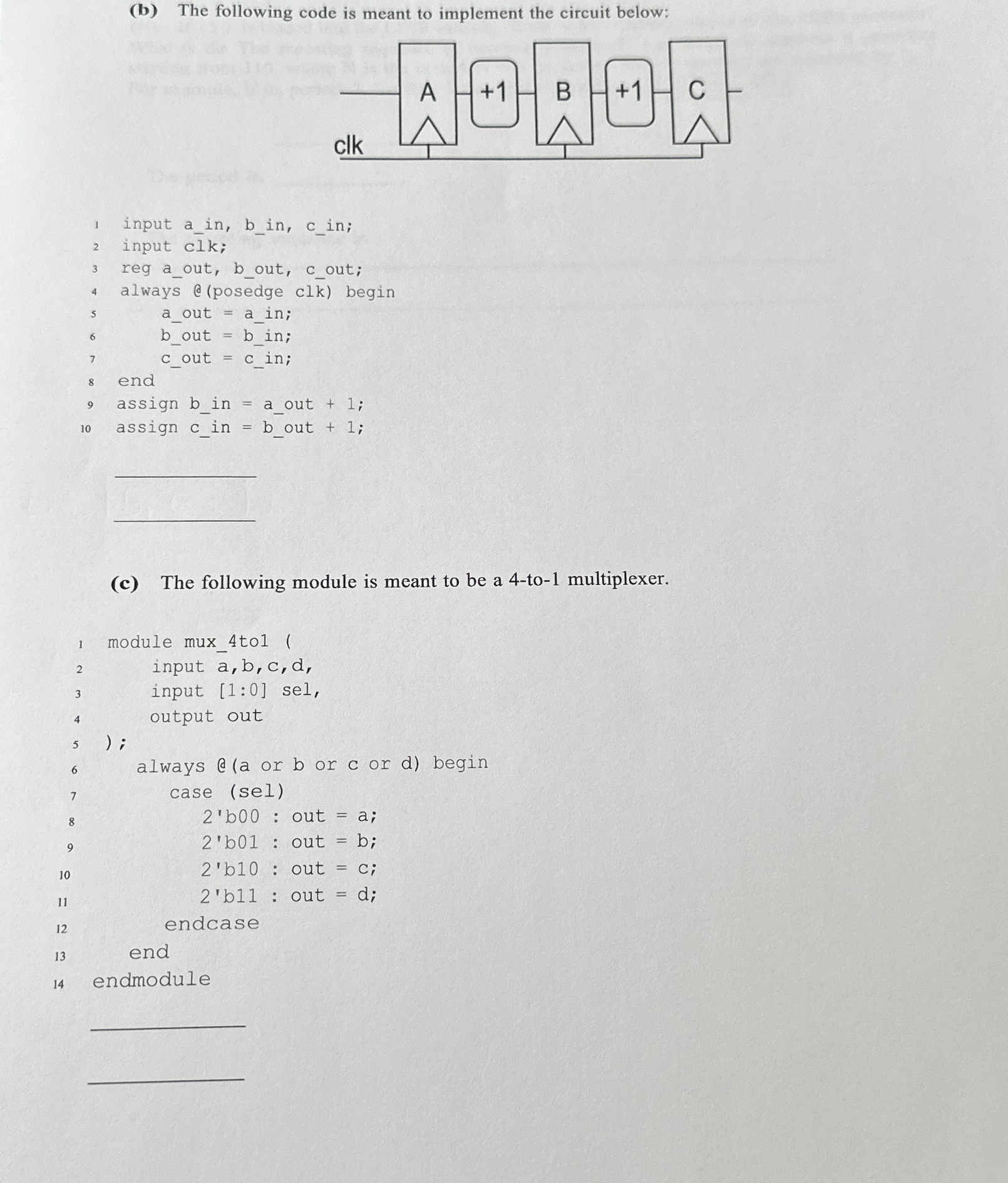 Solved (b) ﻿The following code is meant to implement the | Chegg.com