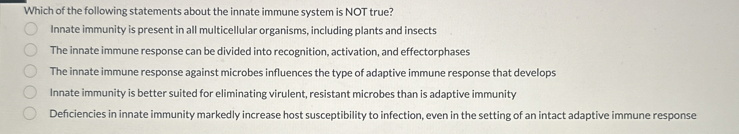 Solved Which of the following statements about the innate | Chegg.com