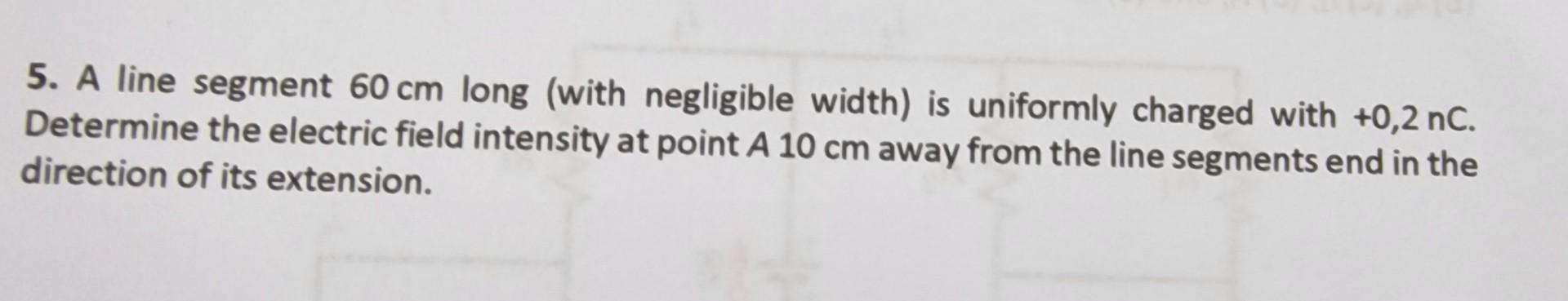 Solved 5. A line segment 60 cm long (with negligible width) | Chegg.com
