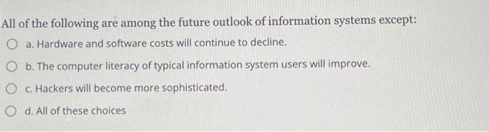 Solved All of the following are among the future outlook of | Chegg.com