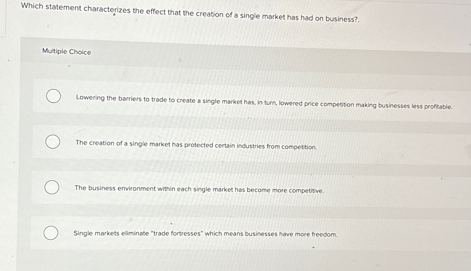 Solved Which statement characterizes the effect that the | Chegg.com