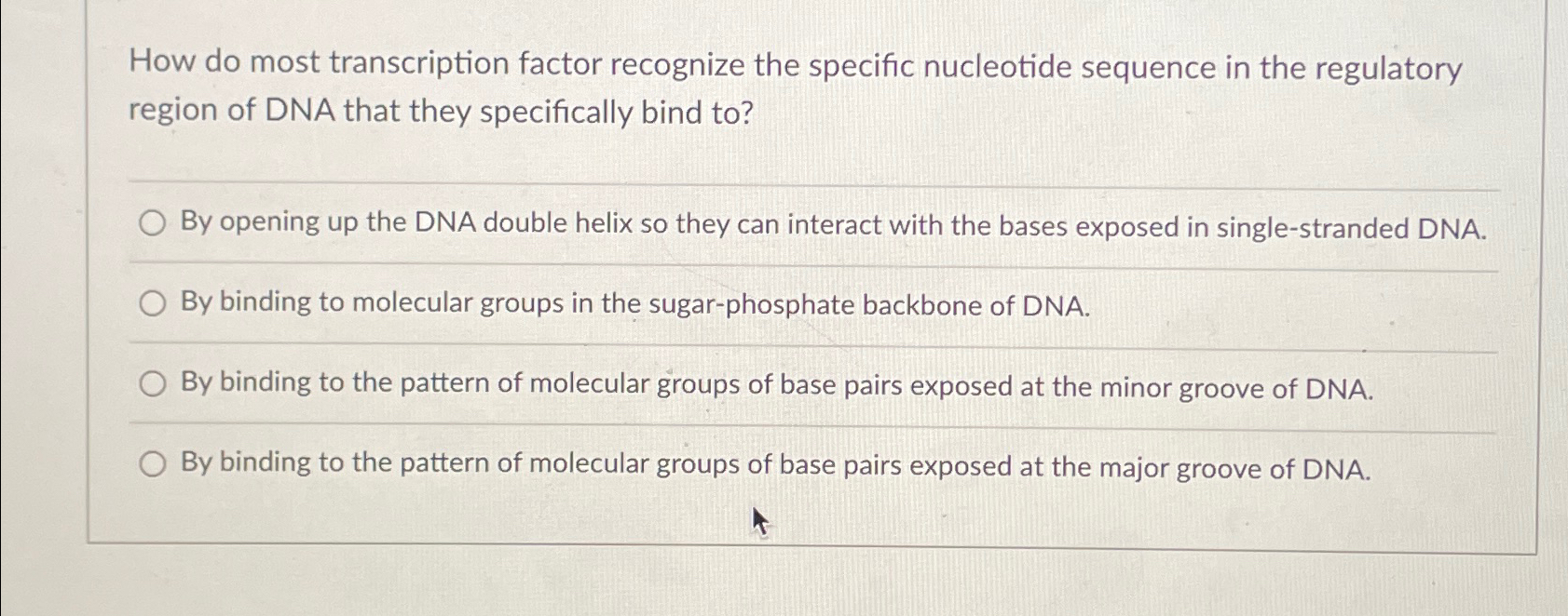 Solved How do most transcription factor recognize the | Chegg.com