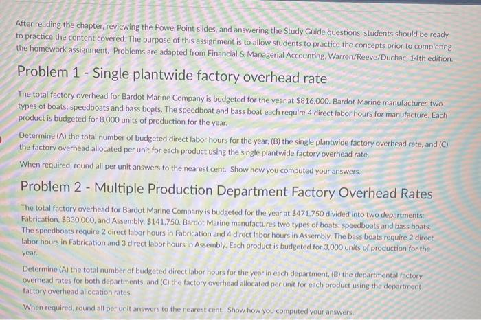 Solved After reading the chapter, reviewing the PowerPoint | Chegg.com