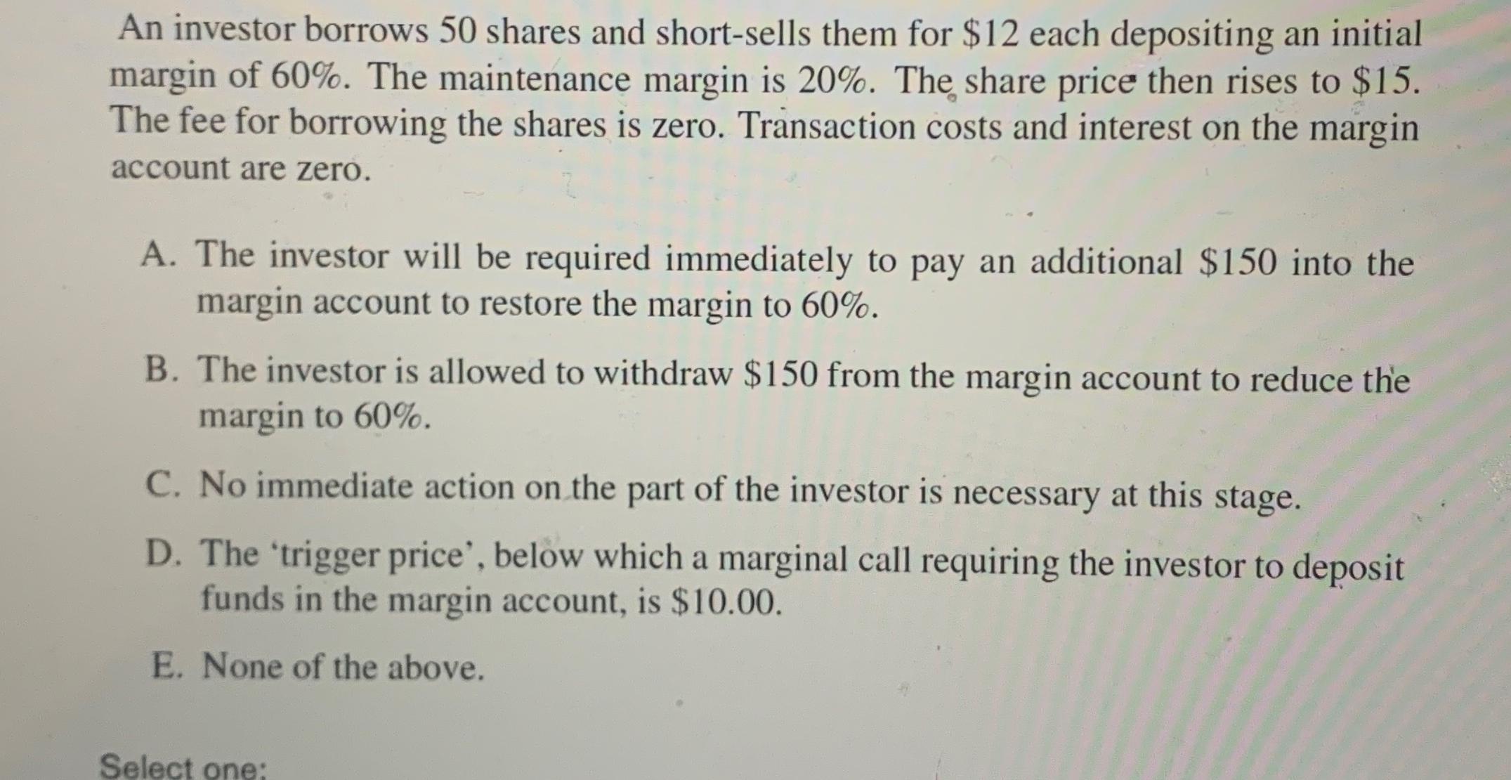 Solved An investor borrows 50 ﻿shares and short-sells them | Chegg.com