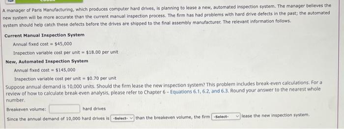Solved A manager of Paris Manufacturing, which produces | Chegg.com