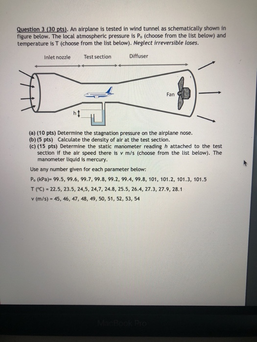 Solved Question 3 (30 pts). An airplane is tested in wind | Chegg.com