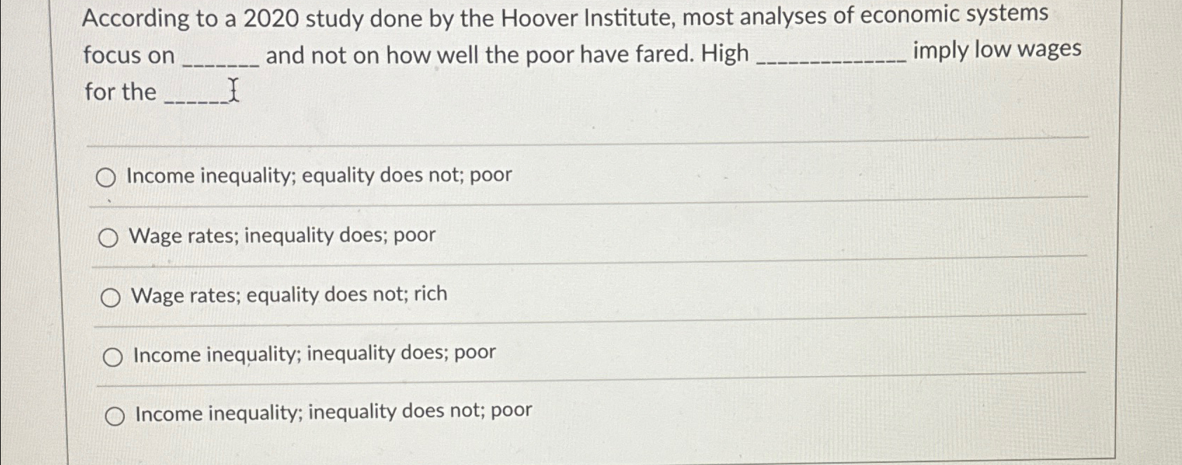 Solved According to a 2020 ﻿study done by the Hoover | Chegg.com