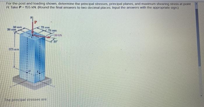 Solved For the post and loading shown, determine the | Chegg.com