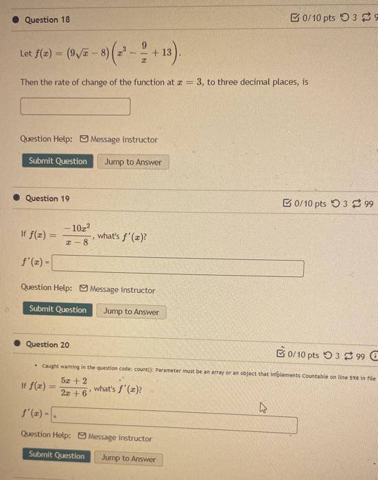 Solved Let f(x)=(9x−8)(x3−x9+13) Then the rate of change of | Chegg.com