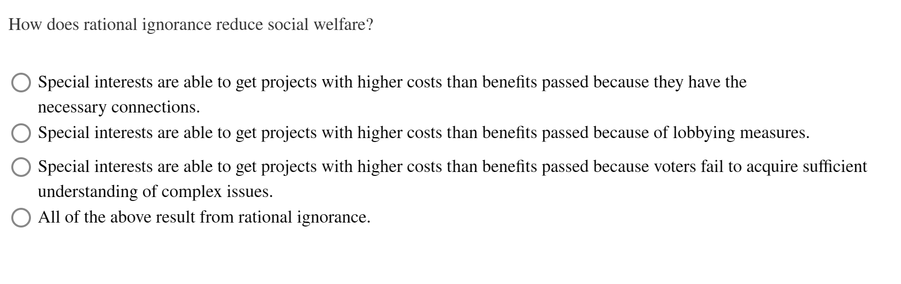 Solved How does rational ignorance reduce social | Chegg.com
