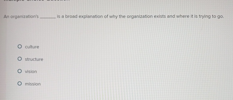 Solved An organization's ﻿is a broad explanation of why | Chegg.com