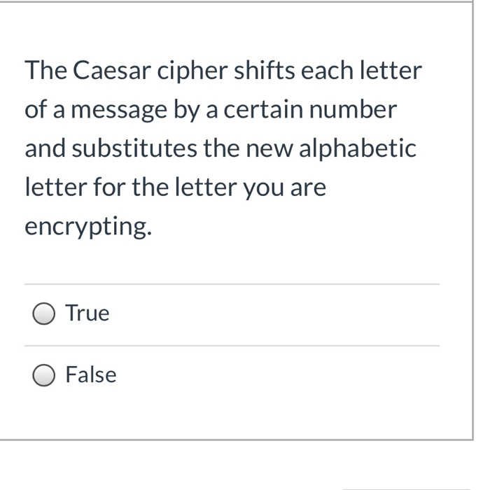 Solved The Caesar cipher shifts each letter of a message by | Chegg.com
