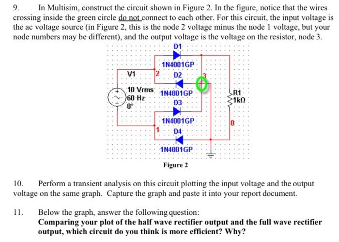 Solved 1. In Multisim, construct the half-wave rectifier | Chegg.com